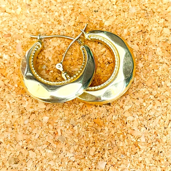 JCM | Jewelry | Preowned Vintage 4k Pure Gold Jcm Hoop Earrings | Poshmark